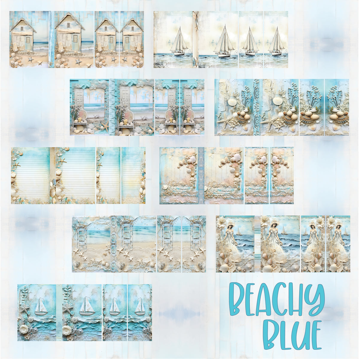 Mini Notebook Covers- Beachy Blue| Glitterbugfairy