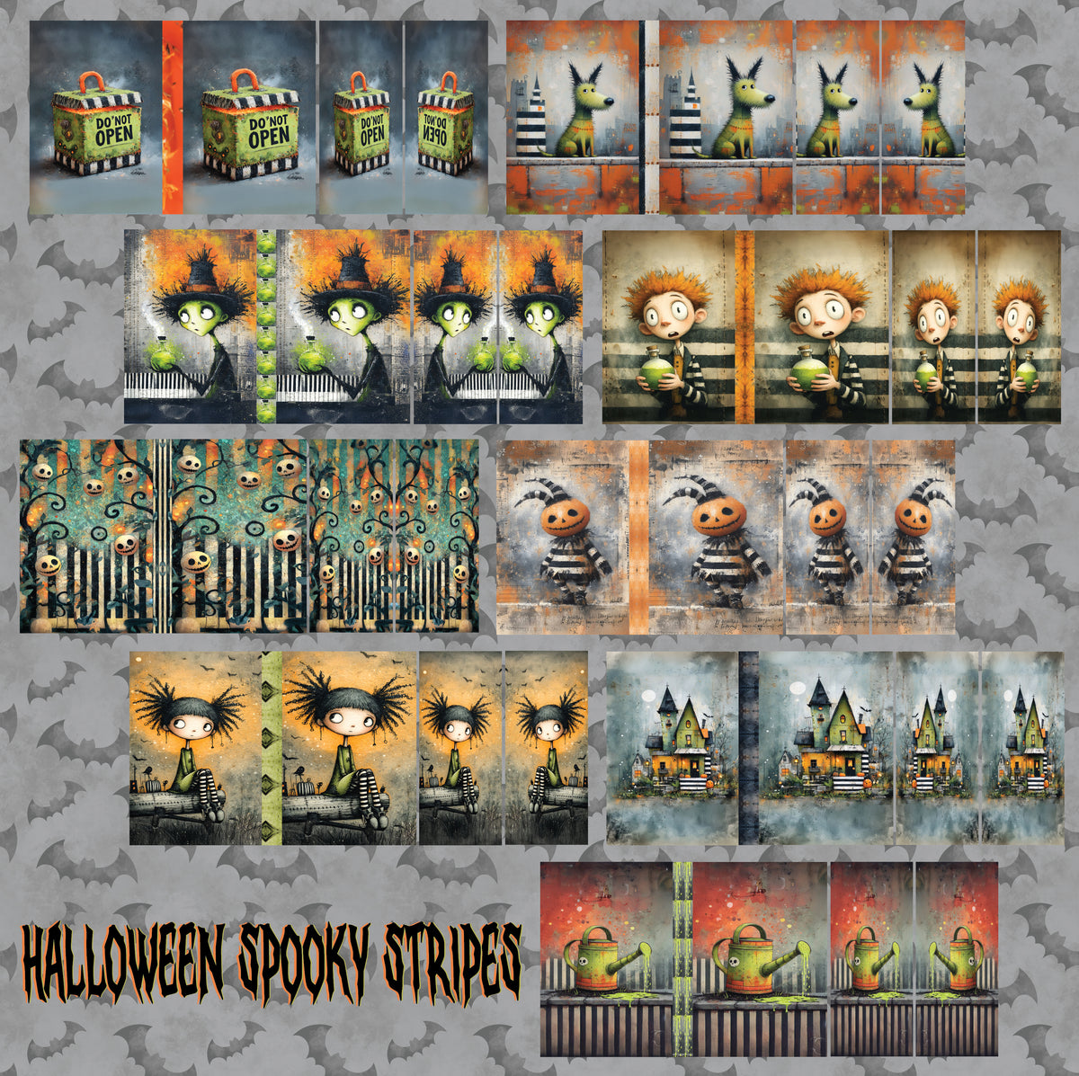 Mini Notebook Covers- Halloween Spooky Stripes| Glitterbugfairy