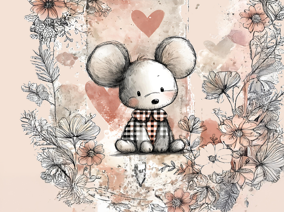 Tote Panel Valentine Mouse| Glitterbugfairy