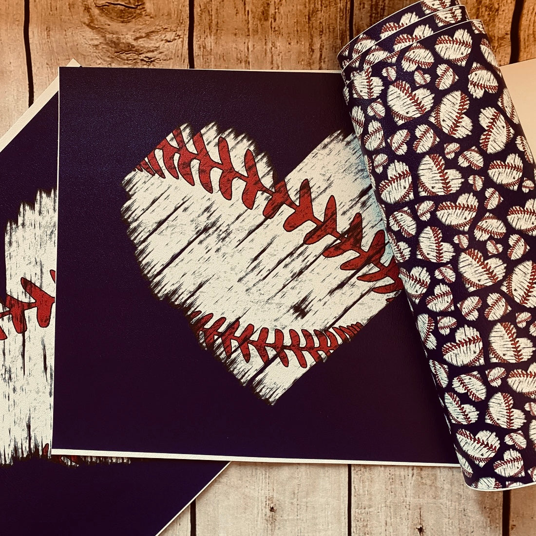 Baseball Hearts on Black Panel| Glitterbugfairy