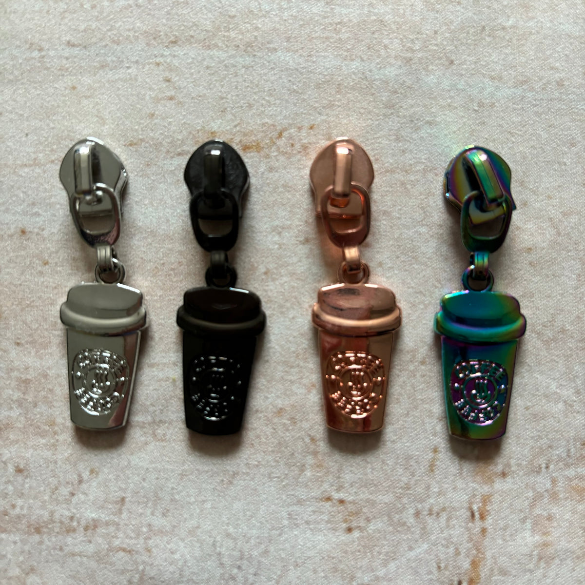 Coffee cup #5 zipper pull| Glitterbugfairy