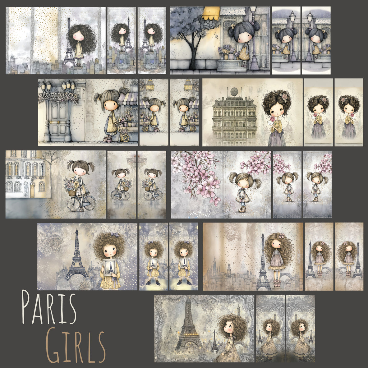 Mini Notebook Covers- Paris Girls| Glitterbugfairy