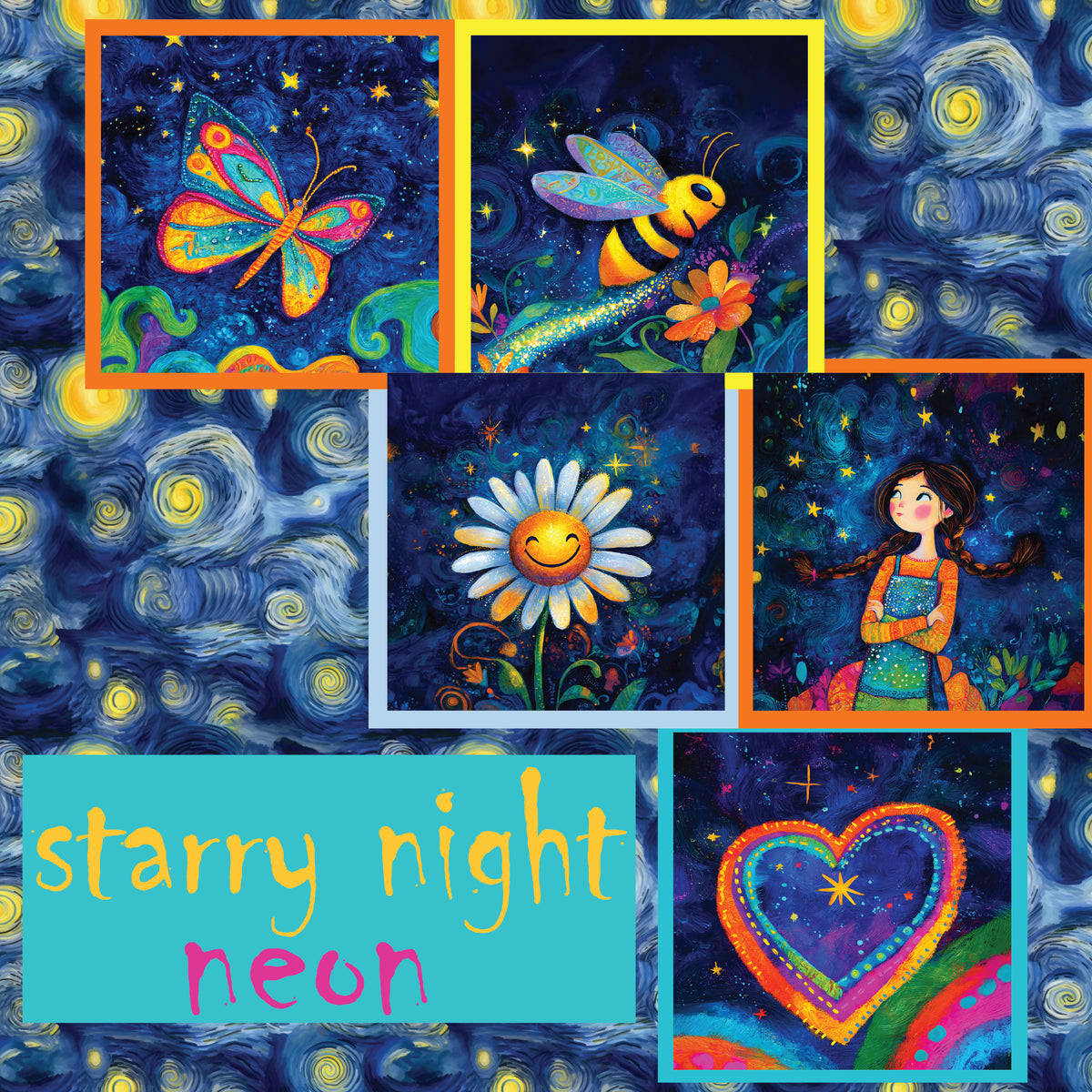 zipper bag panels NEW STYLE Starry Night Neon| Glitterbugfairy