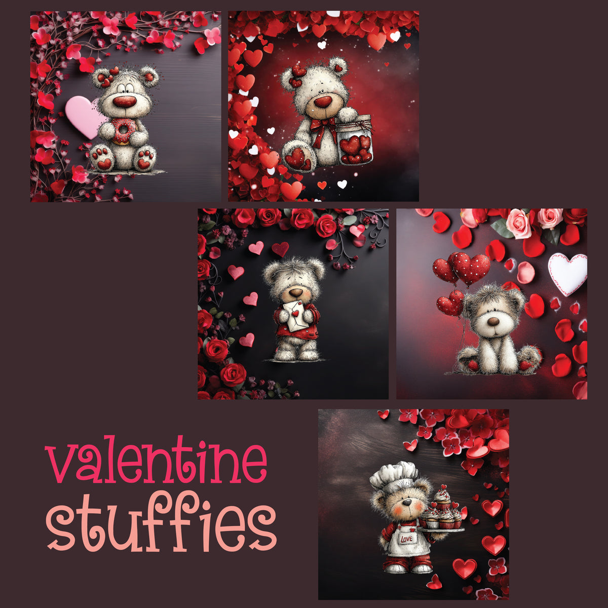 zipper bag panels Valentine Stuffies| Glitterbugfairy