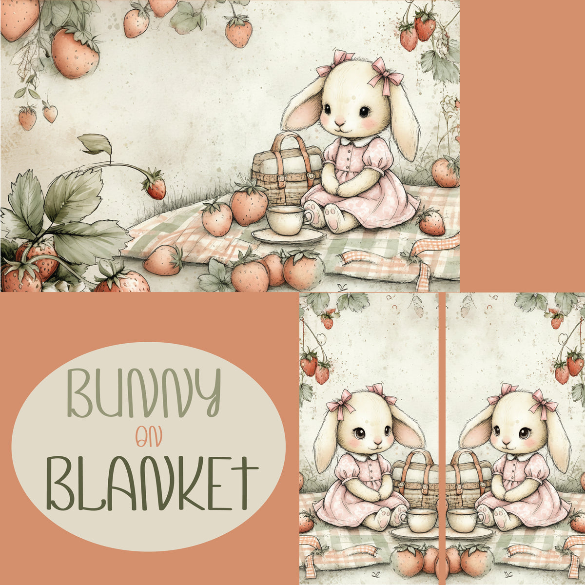 Notebook Cover-7.5x9 in Bunny on Blanket| Glitterbugfairy