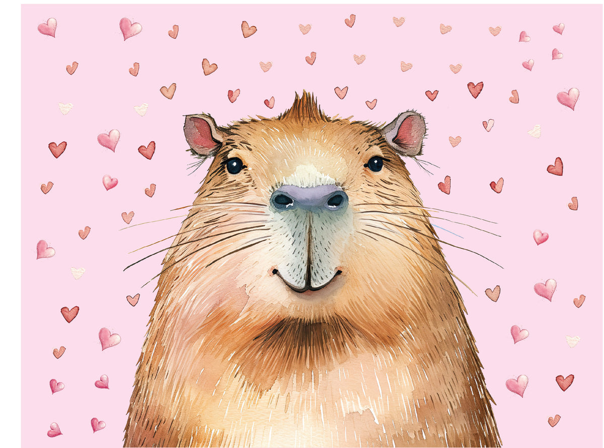 Tote Panel Capy with Hearts| Glitterbugfairy