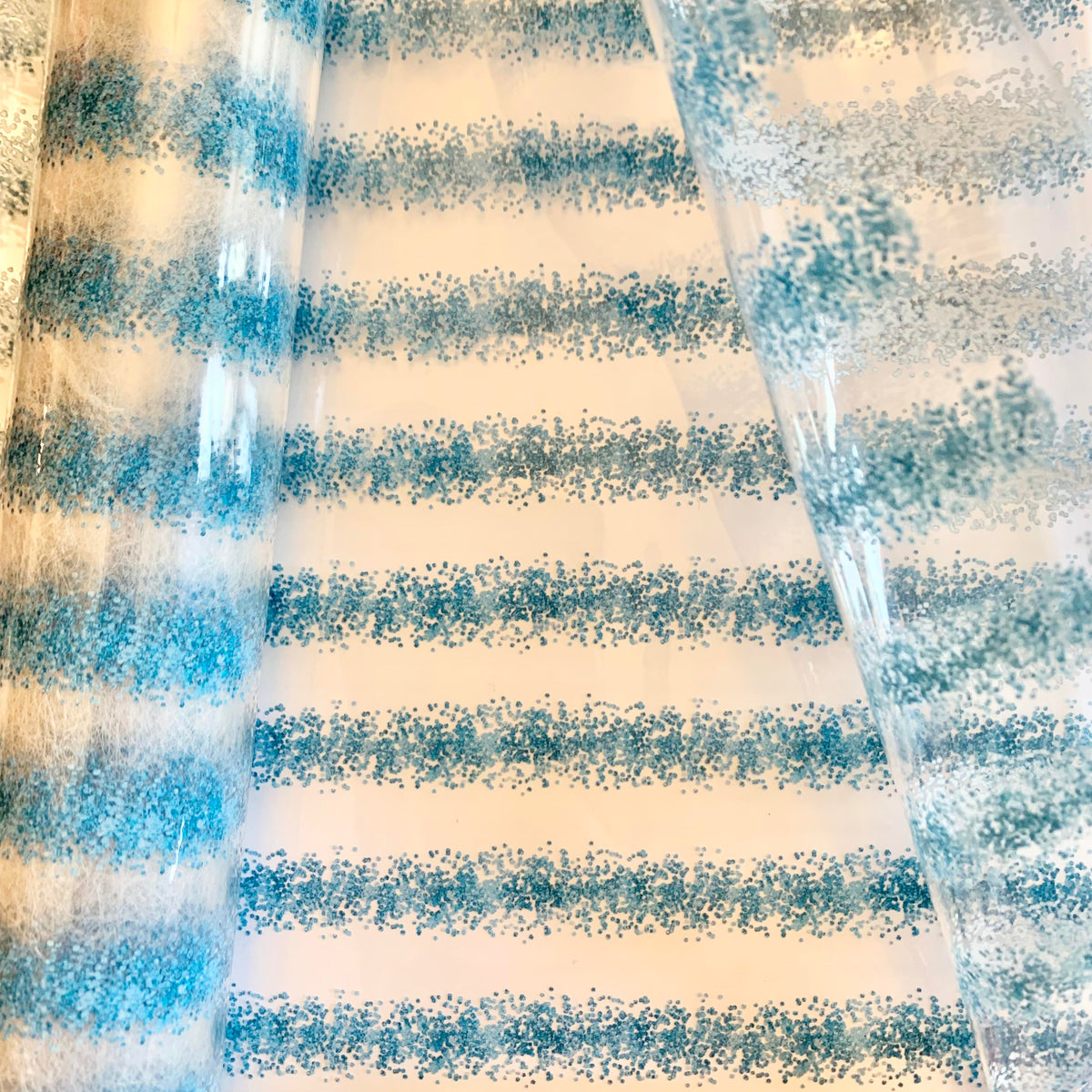 Clear Glitter Stripes Aqua TPU| Glitterbugfairy