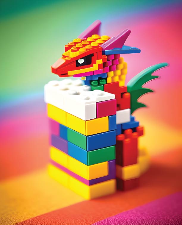 Printed Vinyl Panel 8.5x10.5 Dragon Building Bricks| Glitterbugfairy