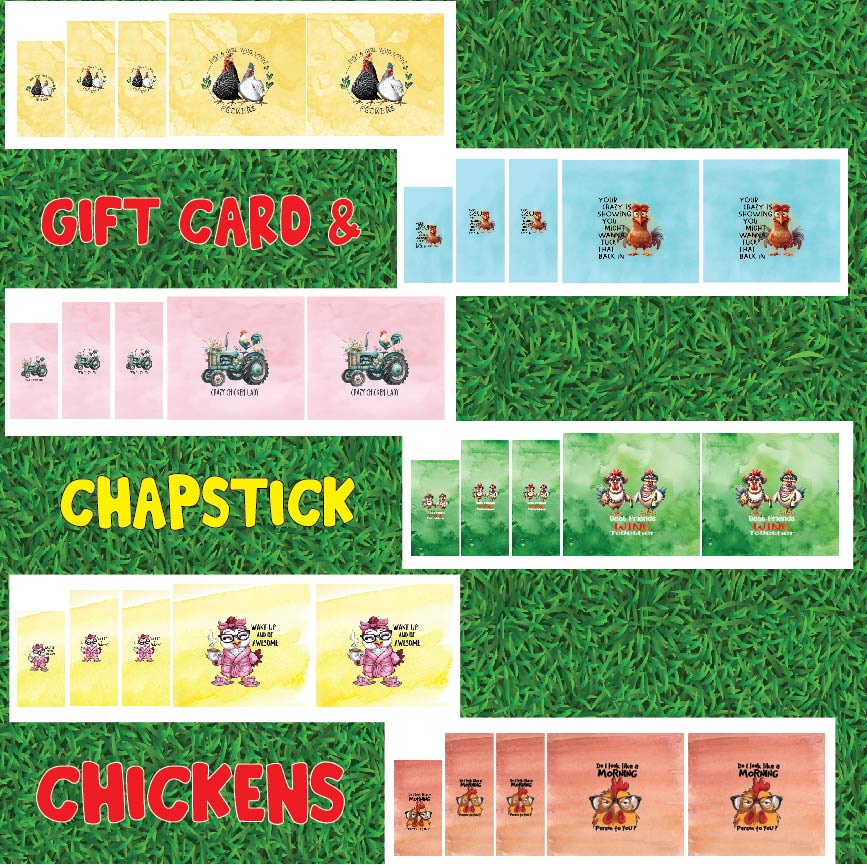 Chickens Gift Card & Chapstick| Glitterbugfairy