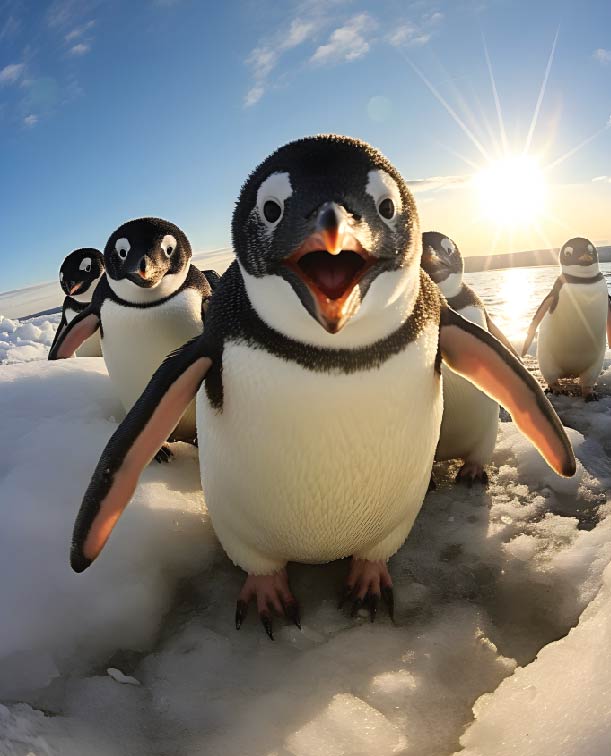 Printed Vinyl Panel 8.5x10.5 Happy Penguins| Glitterbugfairy