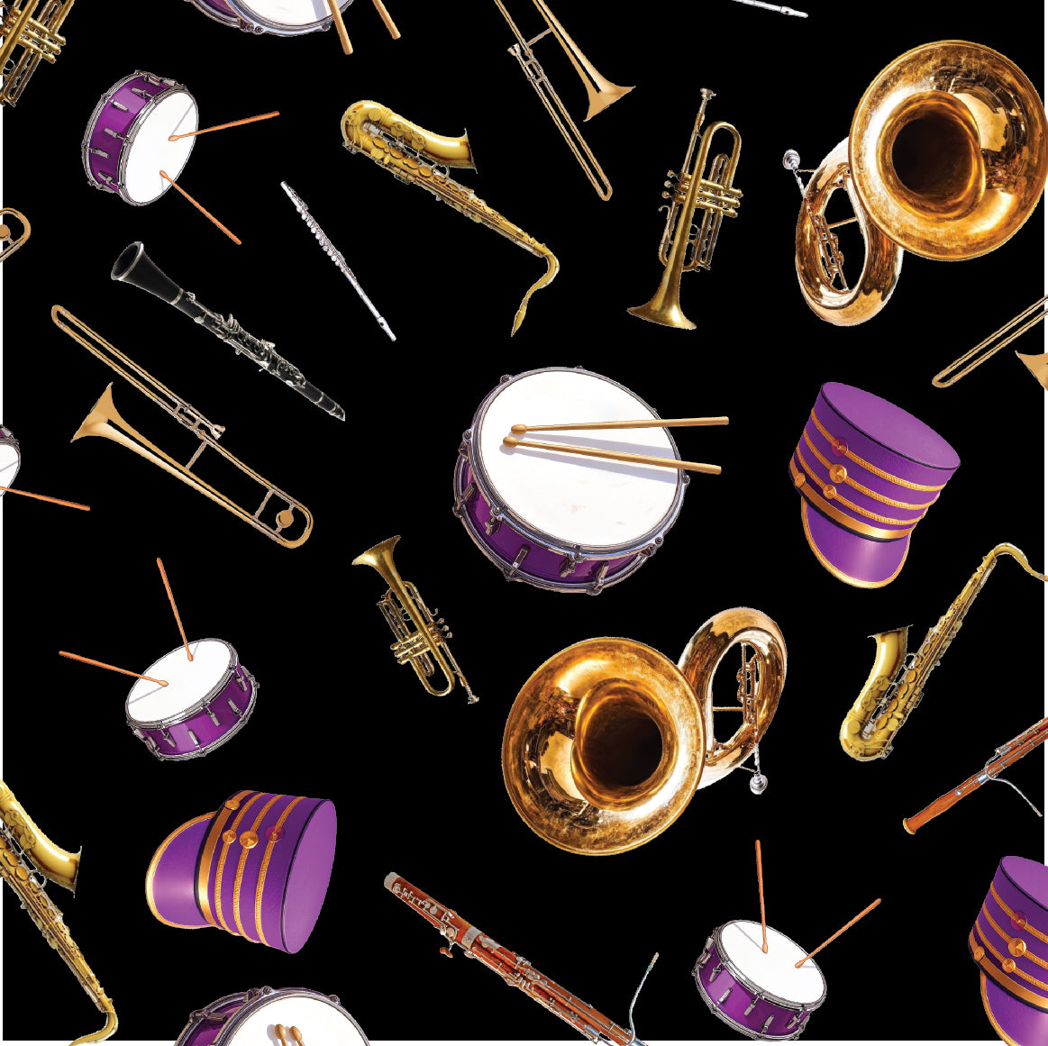 Marching Band Purple on Black| Glitterbugfairy
