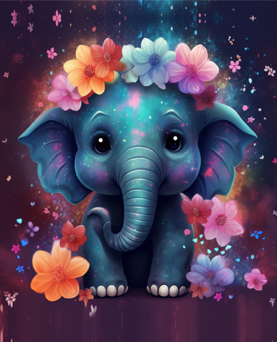 Printed Vinyl Panel 8.5x10.5 Neon Elephant| Glitterbugfairy