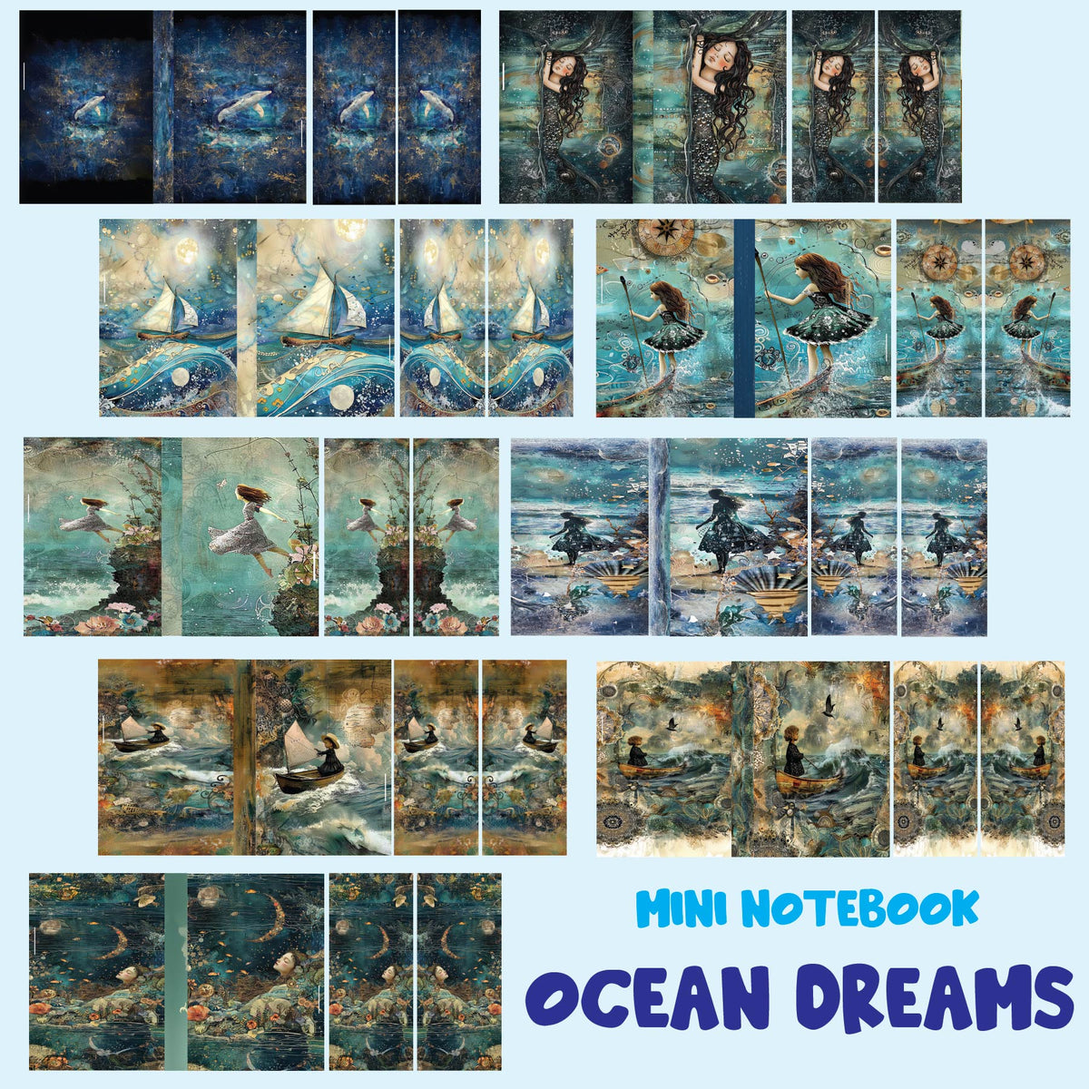 Mini Notebook Covers- Ocean Dreams| Glitterbugfairy