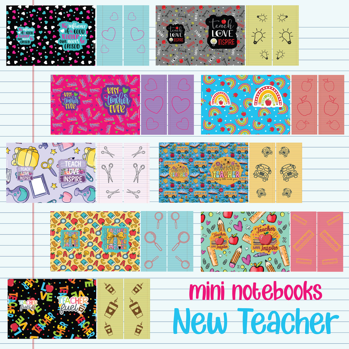 Mini Notebook Covers- New Teacher| Glitterbugfairy