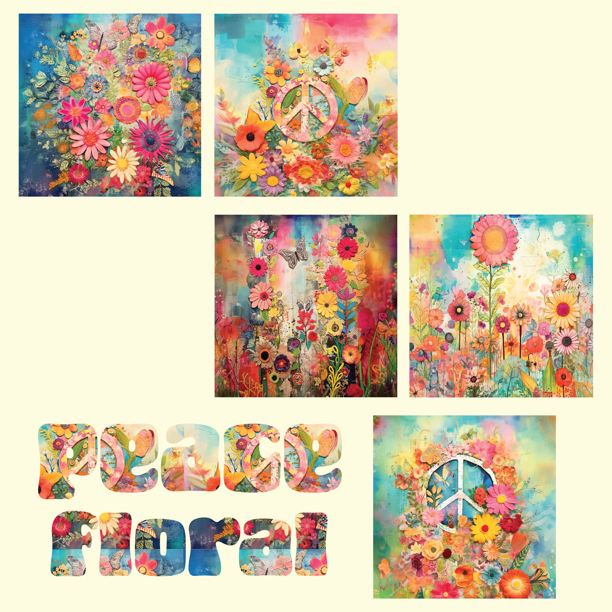 zipper bag panels NEW STYLE Peace Floral| Glitterbugfairy