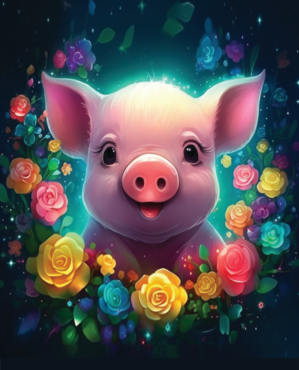 Printed Vinyl Panel 8.5x10.5 Neon Pig| Glitterbugfairy