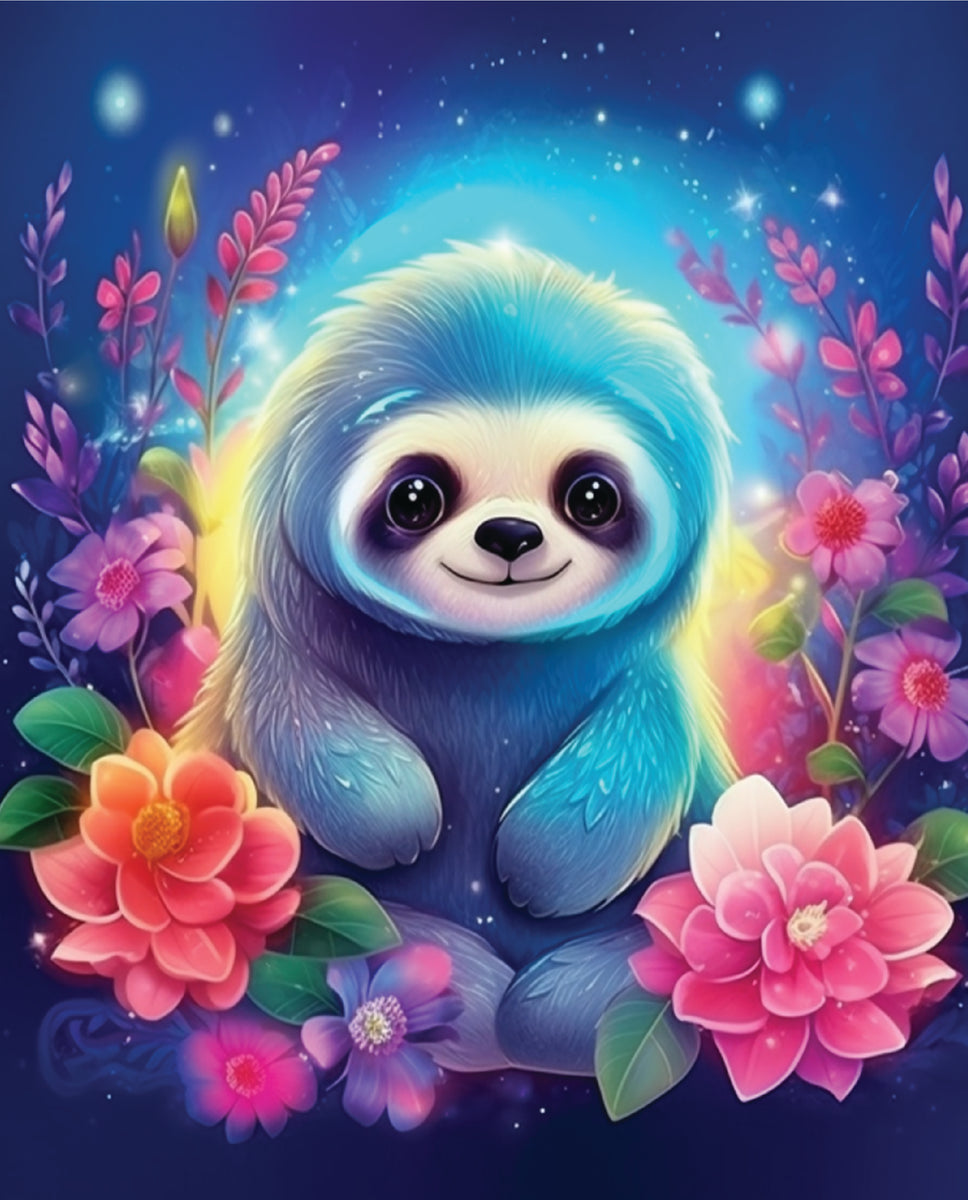 Printed Vinyl Panel 8.5x10.5 Neon Sloth| Glitterbugfairy